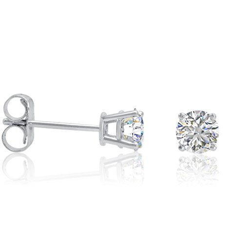 IGI Certified 1/2 Carat TW Round Natural Diamond Stud Earrings set in 14K White Gold |Real Diamond Stud Earrings in Real 14K Gold
