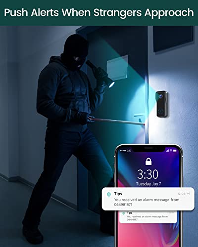 Wireless Video Doorbell Camera with Wireless Chime, Euki Door Bell Ringer Wireless with Camera, 2K HD New Version, Human Detection, Night Vision, 2-Way Audio, IP65, Rechargeable Battery, iOS & Android