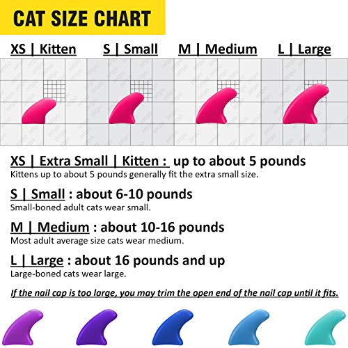 zetpo 100 pcs Cat Nail Caps | Cat Claw Covers | with Adhesives and Applicators (S, Purple, Violet, Blue, Sky Blue, Turquoise)
