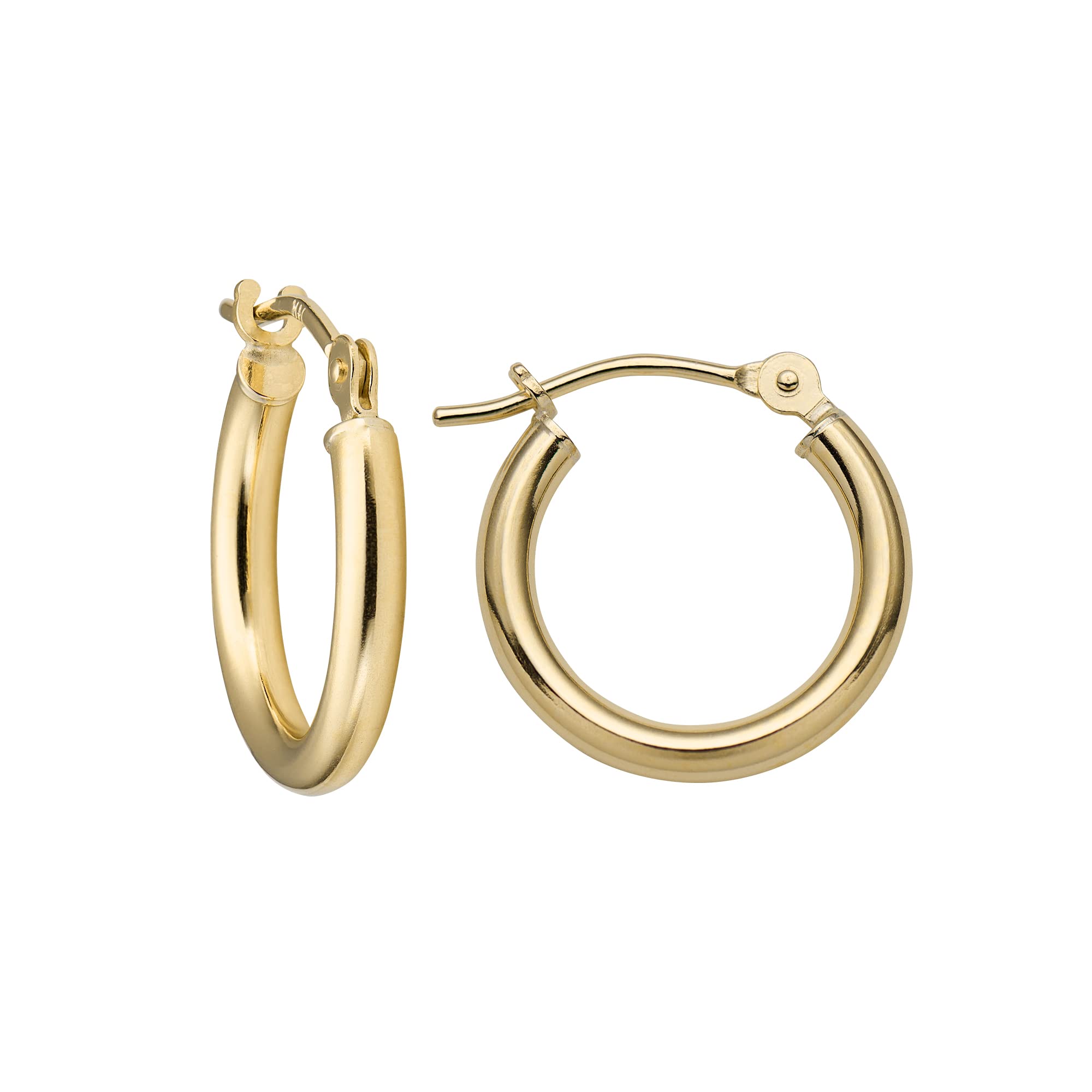 MAZZERI High Polish 14k Gold 2mm Click-Top Closure Hoop Earrings (16mm)