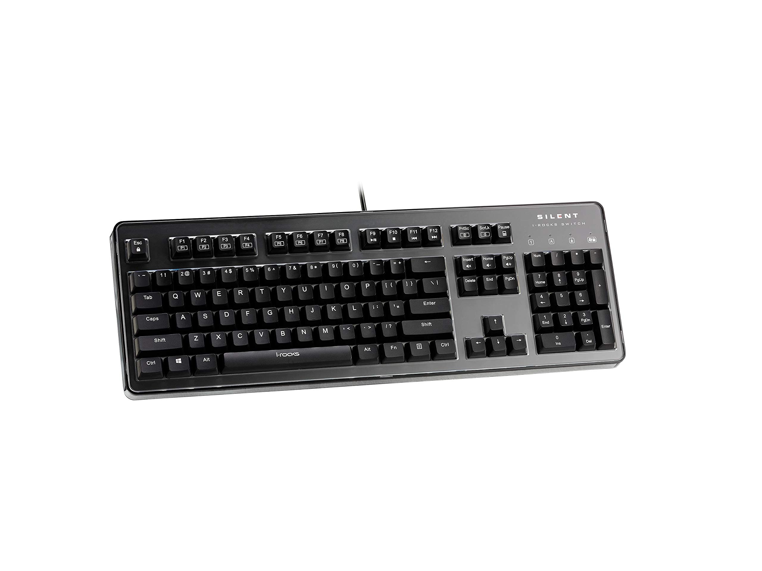 i-rocks K76M Custom Silent Mechanical Keyboard 104 Keys, with Swappable Panel (4 Skins Included), Transparent Housing and Onboard Memory for Macro Recordings (i-rocks Silent Brown Switches, Pink)