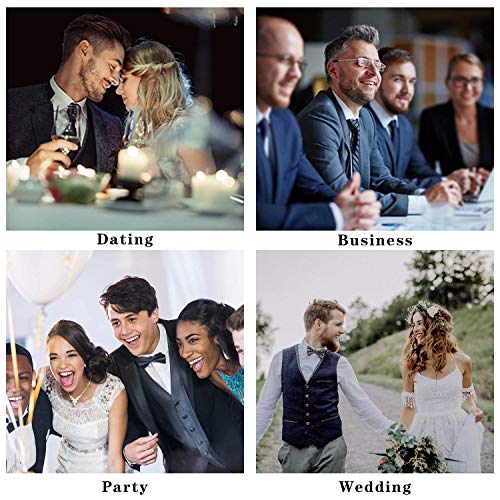 HISDERN Mens Black Bow Ties Floral Paisley Self Bow Ties for Men Formal Woven Silk Pocket Square Set with Gift Box for wedding