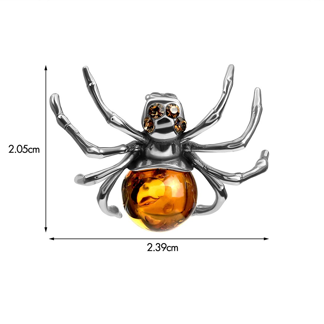 Ian and Valeri Co. Amber Sterling Silver Spider Pendant