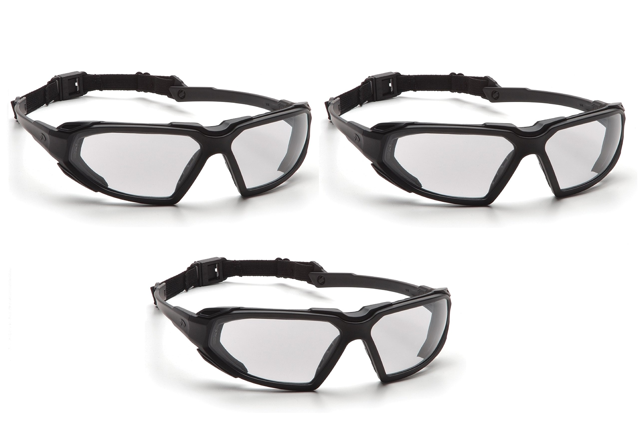 HIGHLANDER Pyramex Safety Eyewear (Black Frame/Clear Anti-Fog Lens) (3 Pair Pack)