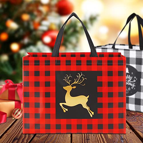 YANGTE 8 Pack Extra Large Christmas Gift Bags, Reusable Tote Bags with Handle Non-Woven Christmas Grocery Shopping Totes for Holiday Xmas, 16.9 * 12.6 * 6.8"