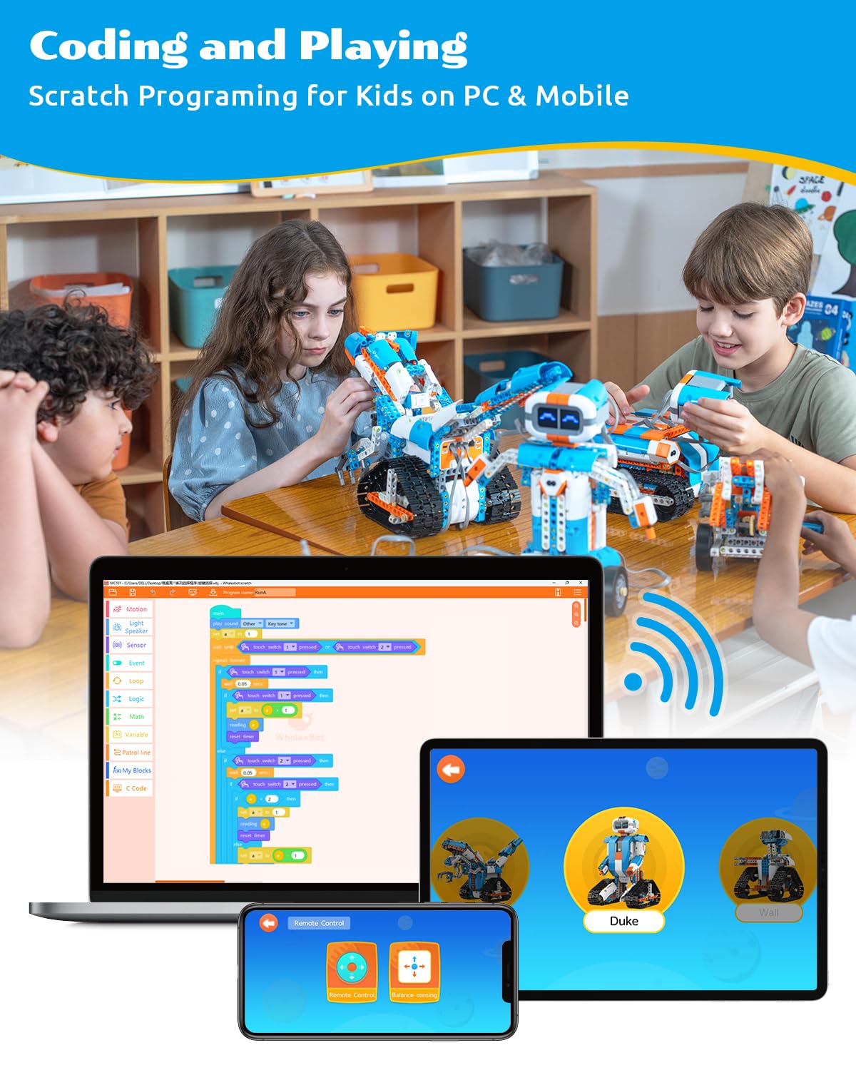 WhalesBot E7 Pro 12-in-1 STEM APP Coding Robot Kit, Scratch Programming for Kids, 637-Piece Educational Building Set with Interactive Books & APP 3D Model Guidance, Toy Gift for Boys & Girls Ages 8-12