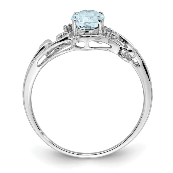IceCarats 925 Sterling Silver Diamond Blue Aquamarine Oval Ring Gemstone Band Size 9.00
