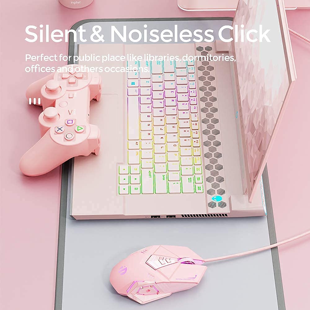 INPHIC Wired RGB Gaming Mouse, High Performance USB Ergonomic Computer Mouse, 12 Programmable Buttons, 5000 DPI Optical, Chroma LED Backlight, Adjustable Weight MMO Gamer Mice for PC Desktop