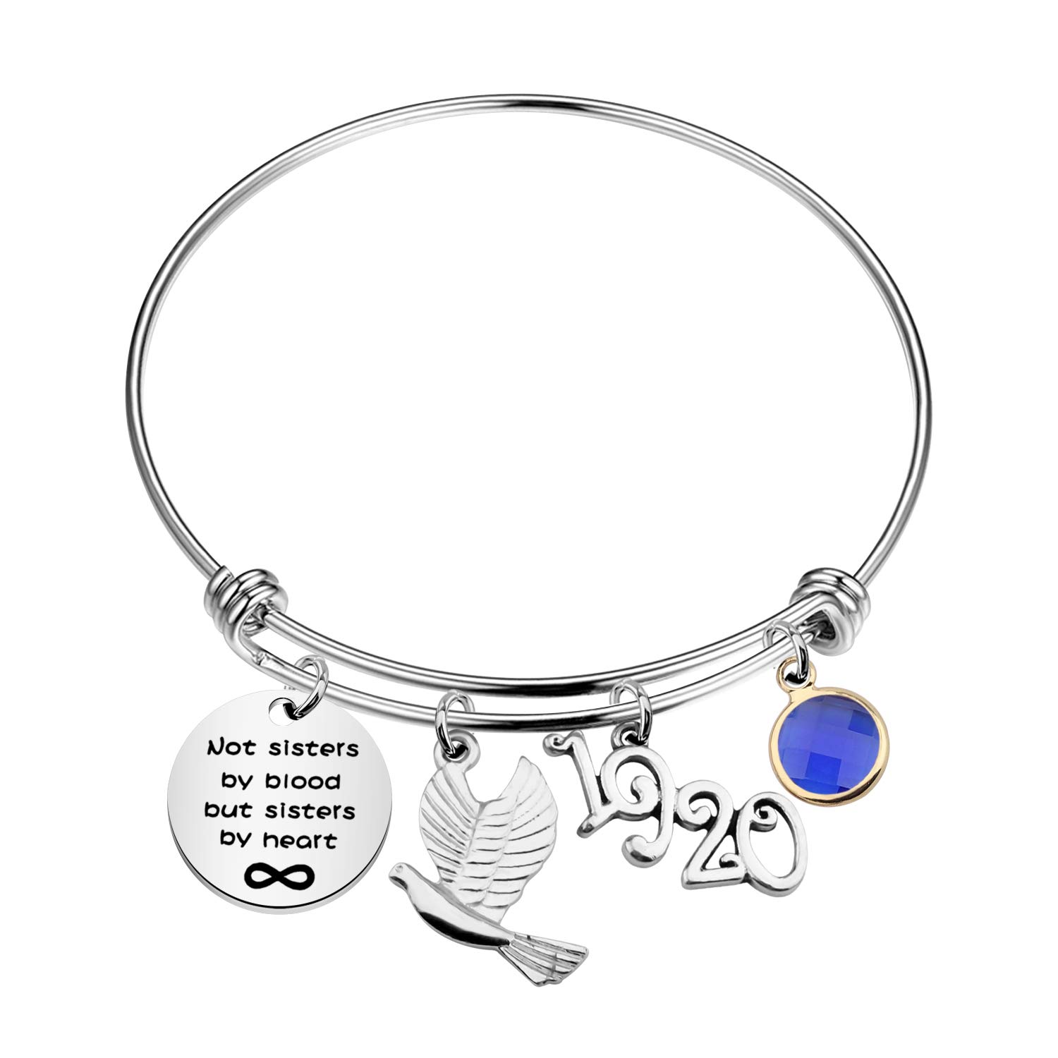 HOLLP 1920 Sorority Navy Jewelry Not Sis-ters by Blood But Sist-ers by Heart Pigeon Bracelet Sis-ter Gift Sorority Gift Greek Sorority Inspired Gift for Finer Women(Bracelet)