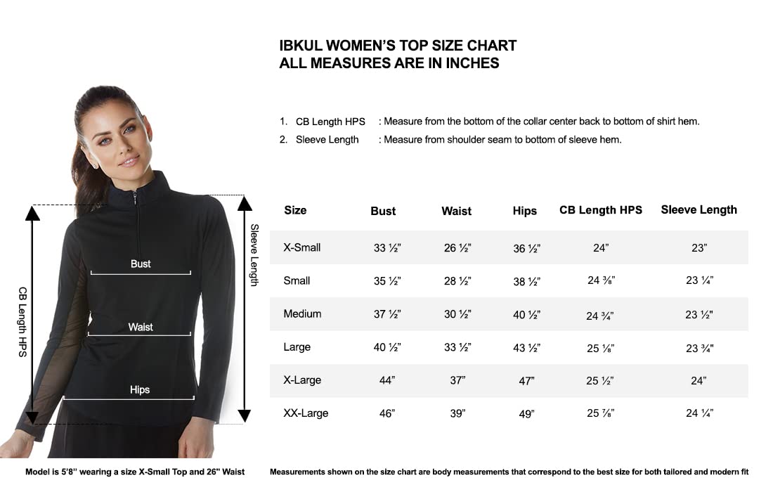 IBKUL Sun Protective UPF 50+ Icefil Cooling Tech Rylee Print Long Sleeve Mock Neck Top with Under Arm Mesh 10193 Blue/Red Rylee M