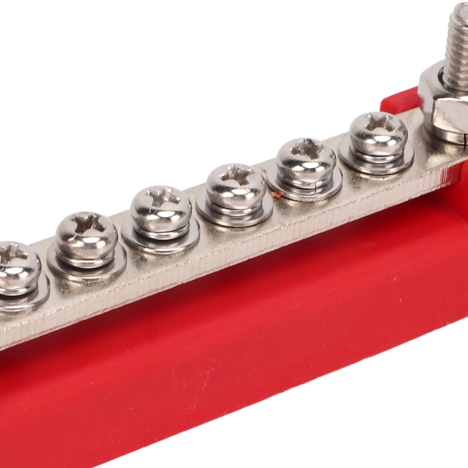 KOSDFOGE 48V 150A 6 Terminal Bus Bar Power Distribution Block with Cover M6 Studs M4 Screws for Car RV Caravan Marine Boat(Red CP-0965-02)