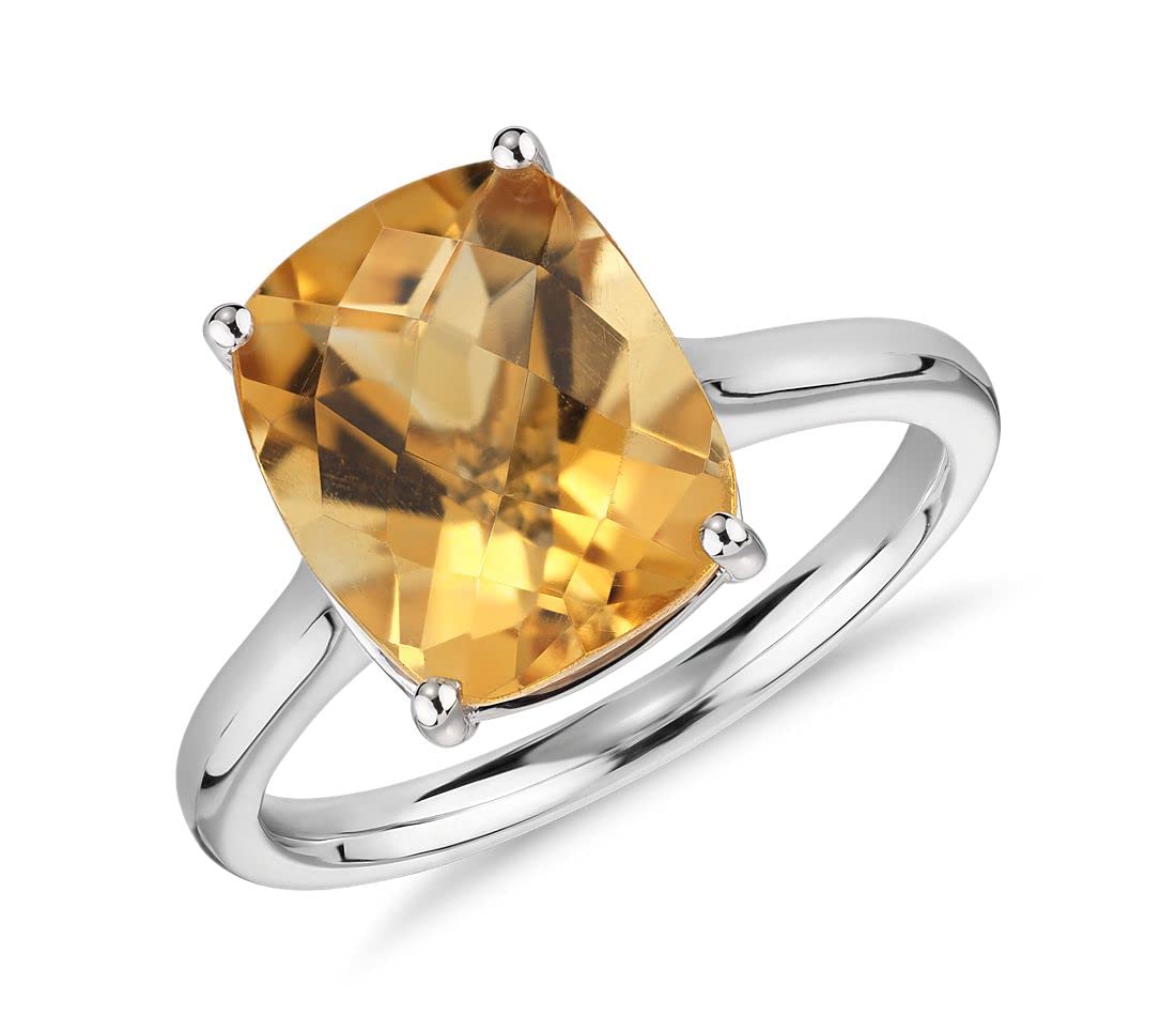 Jewelrygift 925 Sterling-Silver Cocktail Ring Natural-Citrine Faceted Chakra Healing Gtone Luxury Statement Perfect for Daily Wear for Men and Women Ring US Size:8