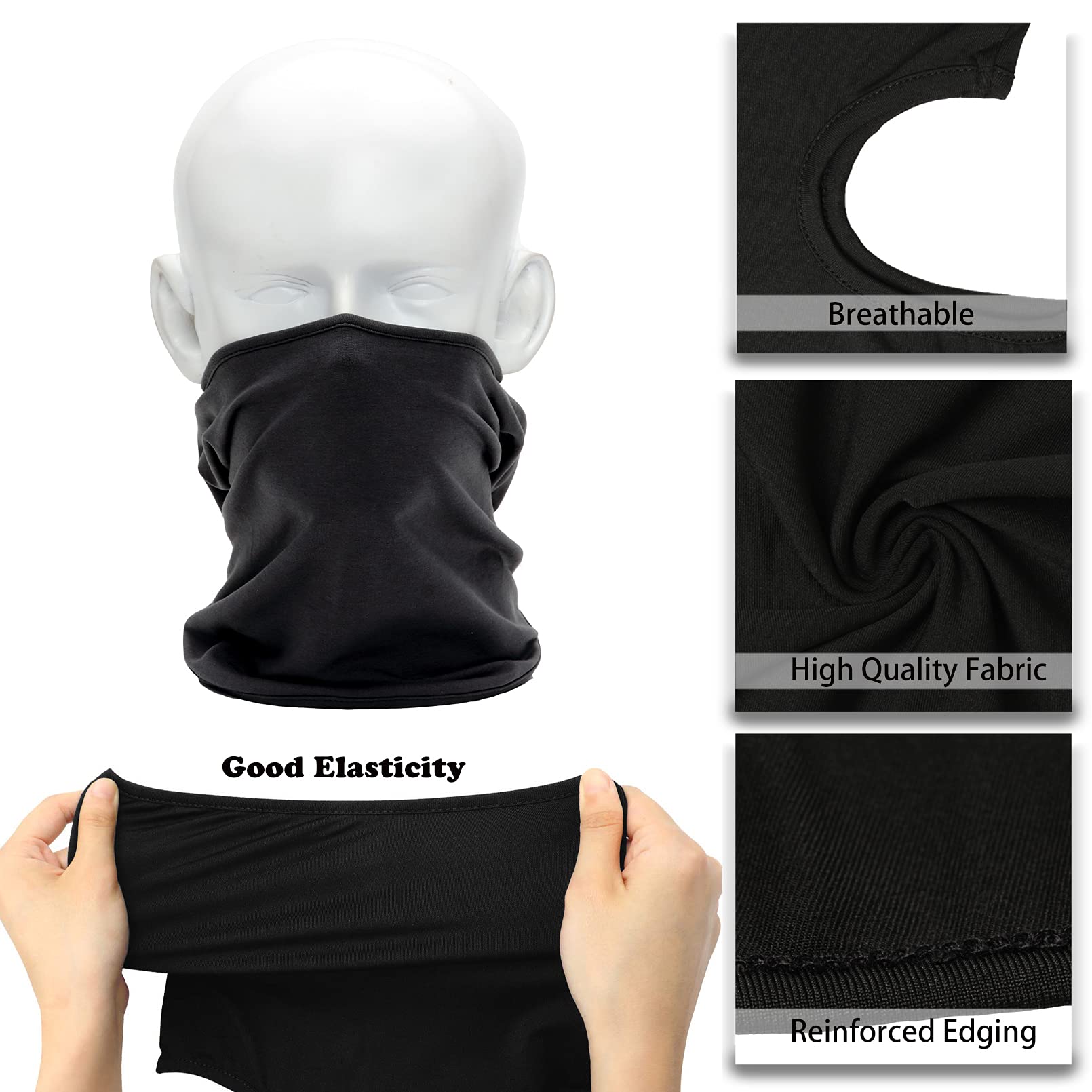 JANSONG Pack of 2 Balaclava Ski Mask Face Hat for Men Women Windproof Breathable Outdoor Airsoft Motorcycle Sun Black Riding Snowboarding Running