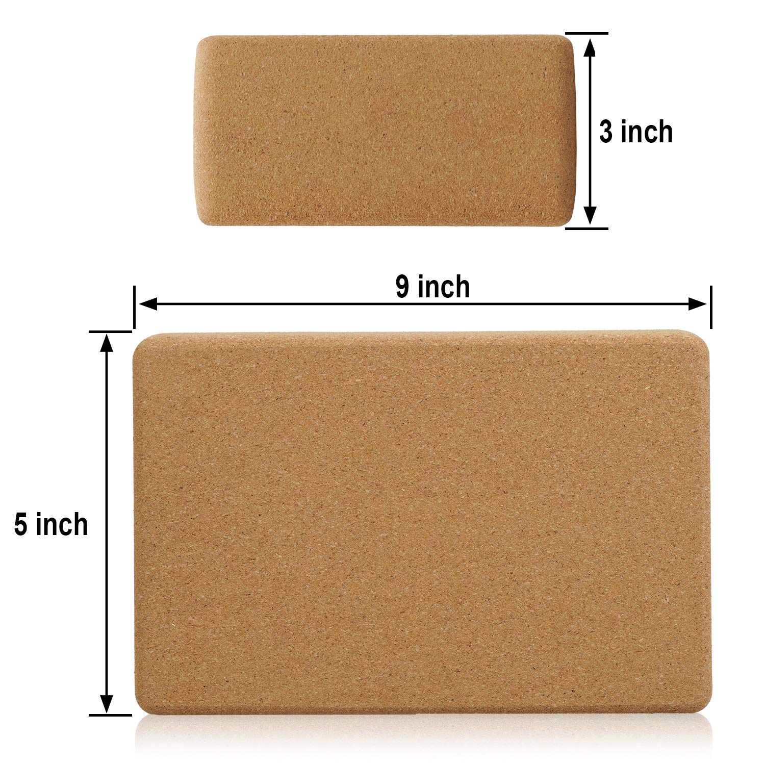 Hossejoy Cork Wood Yoga Blocks, Support Brick to Deepen Poses, Improve Strength and Aid Balance and Flexibility, 8.7 x 5.7 x 2.9 in, Set of 2