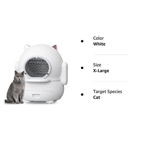 Self Cleaning Cat Litter Box, Automatic Cat Litter Box, Infrared Sensor Cat Litter Box, Safety Protection, Odor Removal with Mat for Multiple Cats