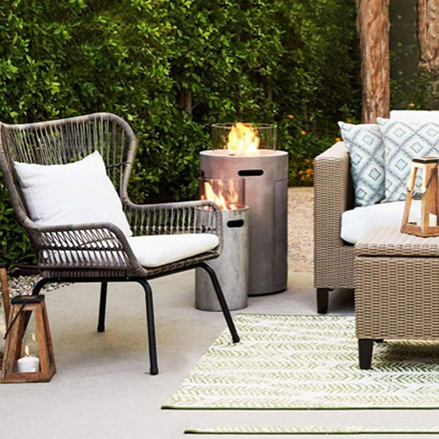 HAVMAK Outdoor Meeting Conversation Coffee Table Set, Outdoor Leisure Table and Chair Combination Courtyard Terrace Three-Piece Wicker Coffee Table Garden Rattan Sets
