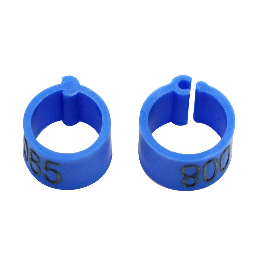 iherdsman 001-100 Multi-Color Bird Leg Bands Numbered 8 mm Pigeon Parrot Chicks Duck Clip Rings Band (Blue)