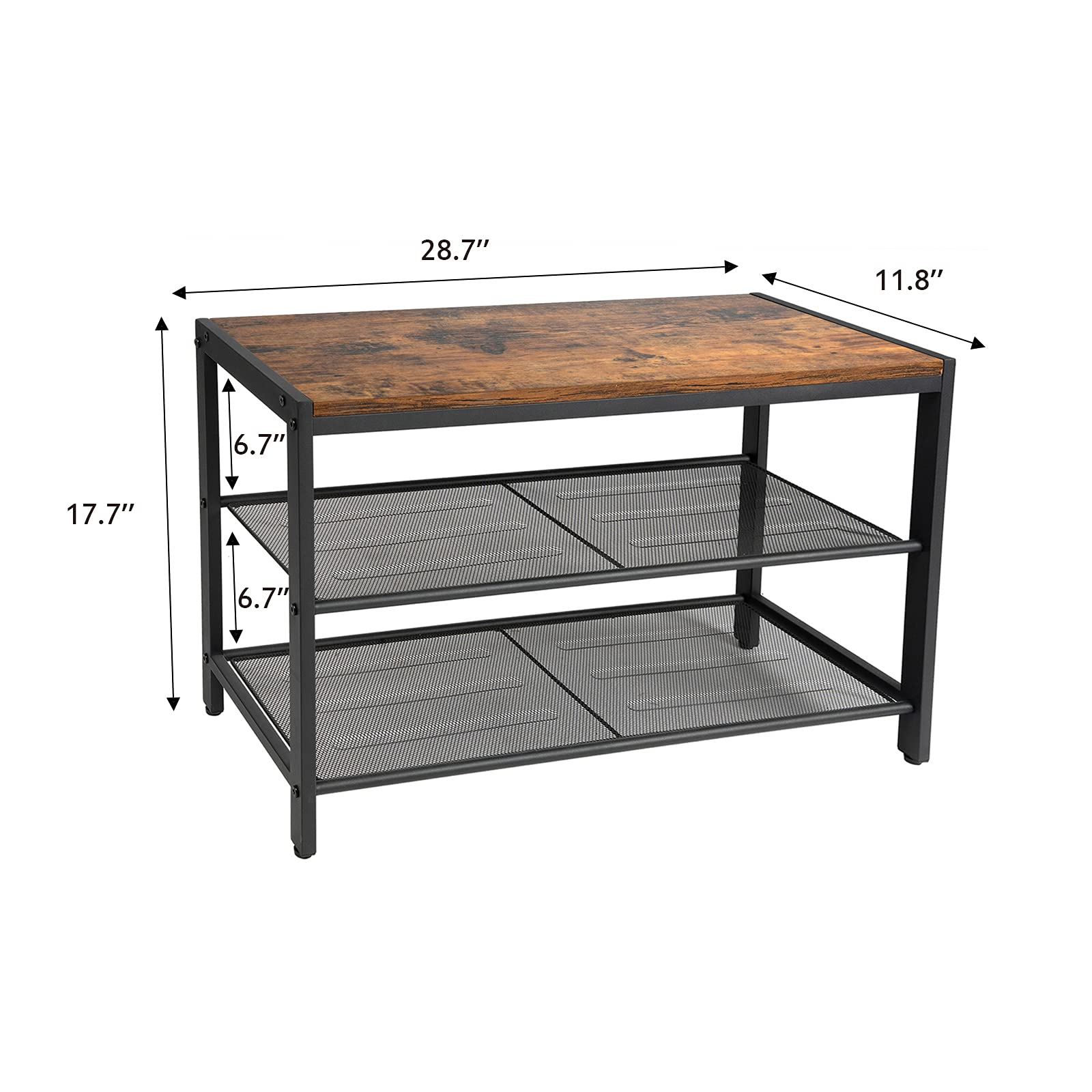 JPNTOYE Shoe Bench, Shoe Rack, Tier Shoe Organizer Shelf, Durable and Stable for Entryway, Hallway, Closet, Dorm Room, Industrial, Rustic Brown (3-Tier)