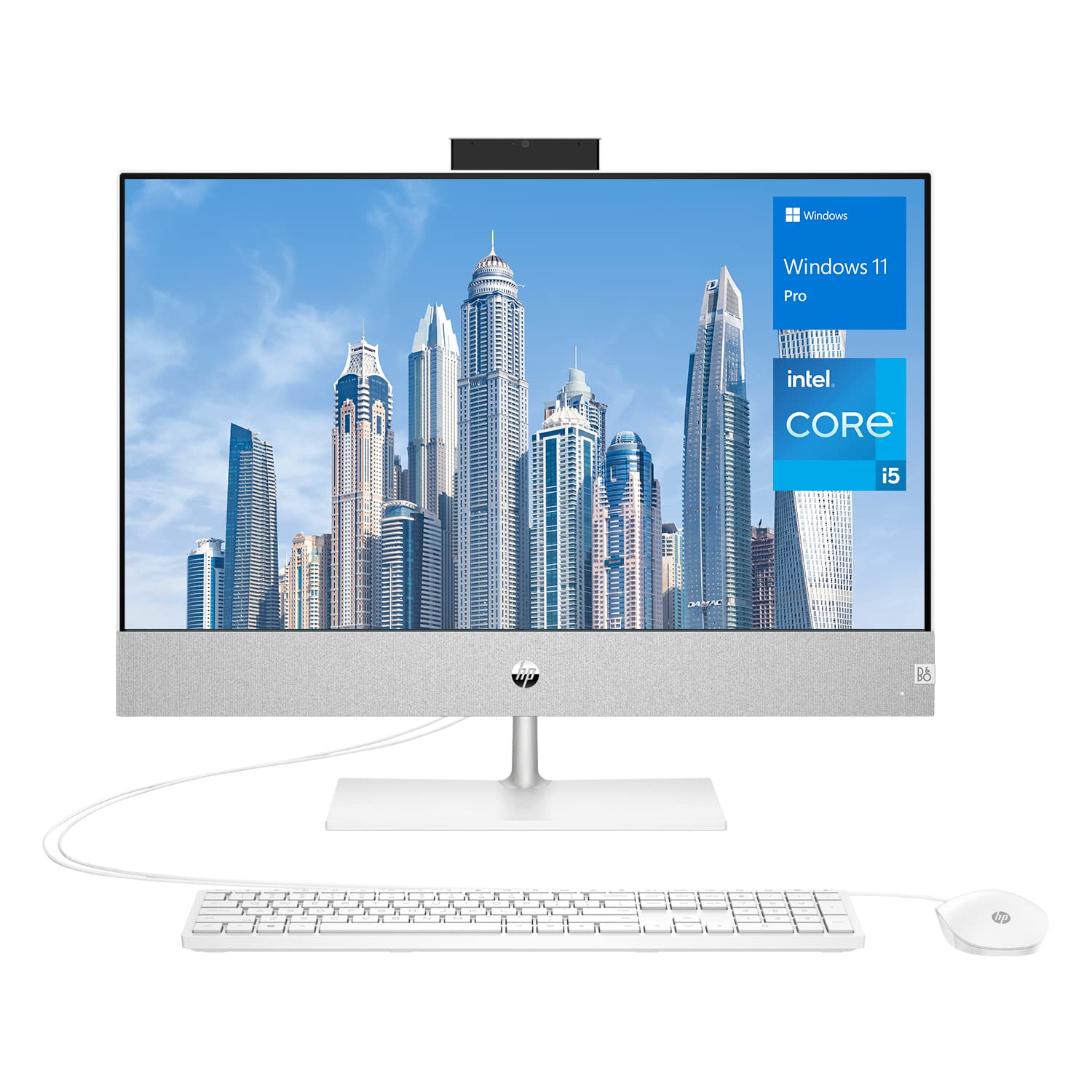 HP Pavilion Business All-in-One Desktop, 23.8" FHD Display, Intel Core i5-12400T, 8GB RAM, 512GB PCIe SSD, Webcam, HDMI, Wi-Fi, Wired Keyboard & Mouse, Windows 11 Pro, White