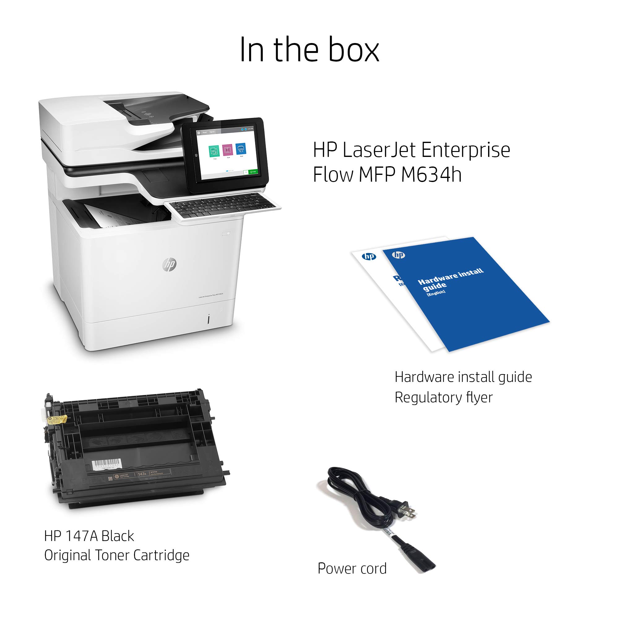 HP LaserJet Enterprise Flow MFP M634h Monochrome All-in-One Printer with built-in Ethernet & 2-sided printing (7PS95A) (Renewed)