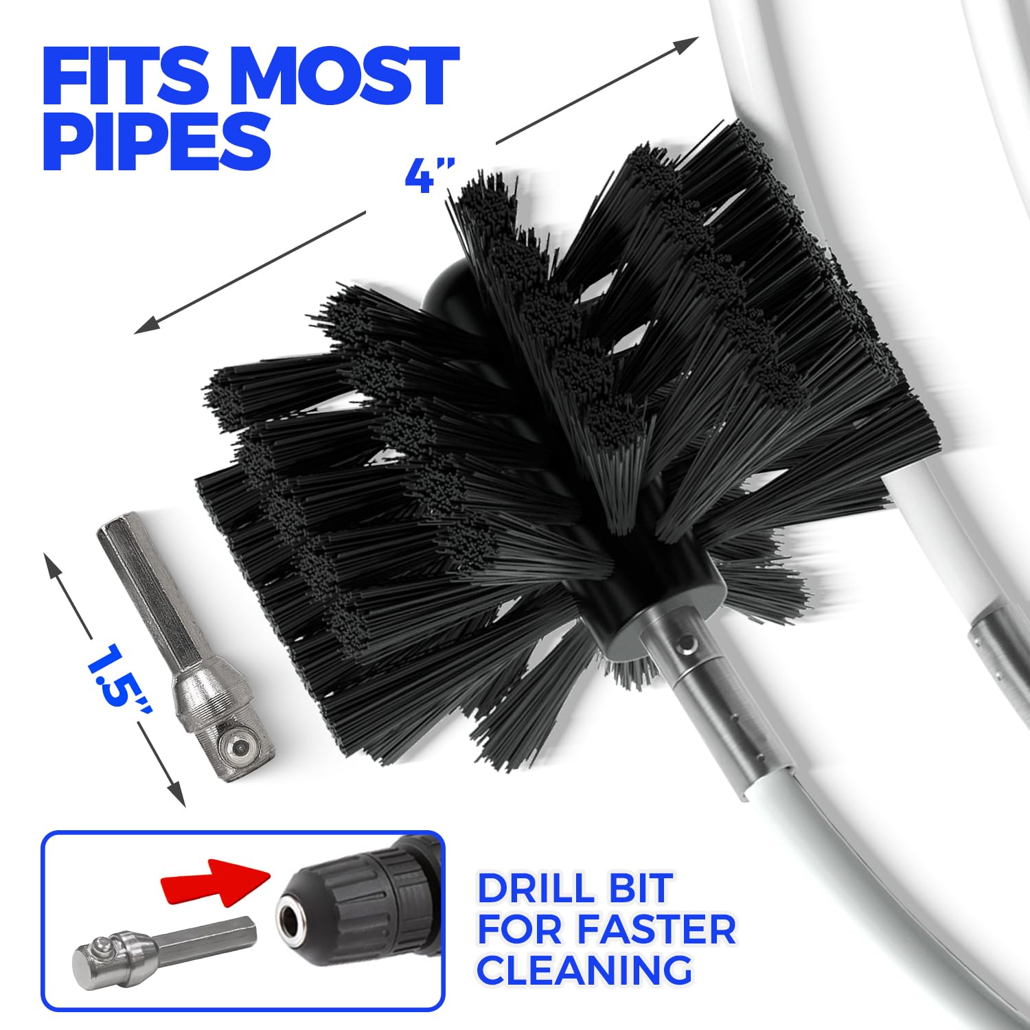 Holikme 32 Feet Dryer Vent Cleaner Kit, Upgraded Flexible Quick Snap Brush with Drill Attachment, Easier Installation & No Loose, Synthetic Brush Head, Use with or Without a Power Drill