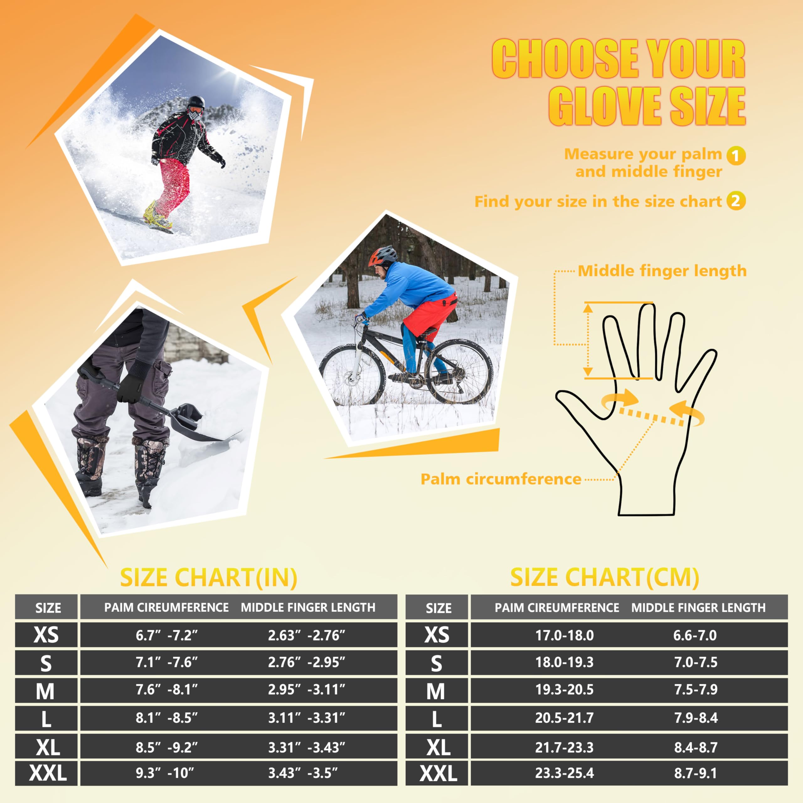ihuan Winter Ski Snowboard Gloves Men Women - Cold Weather Gloves Touchscreen Fingers, Waterproof Snow Snowboarding Glovesā¦