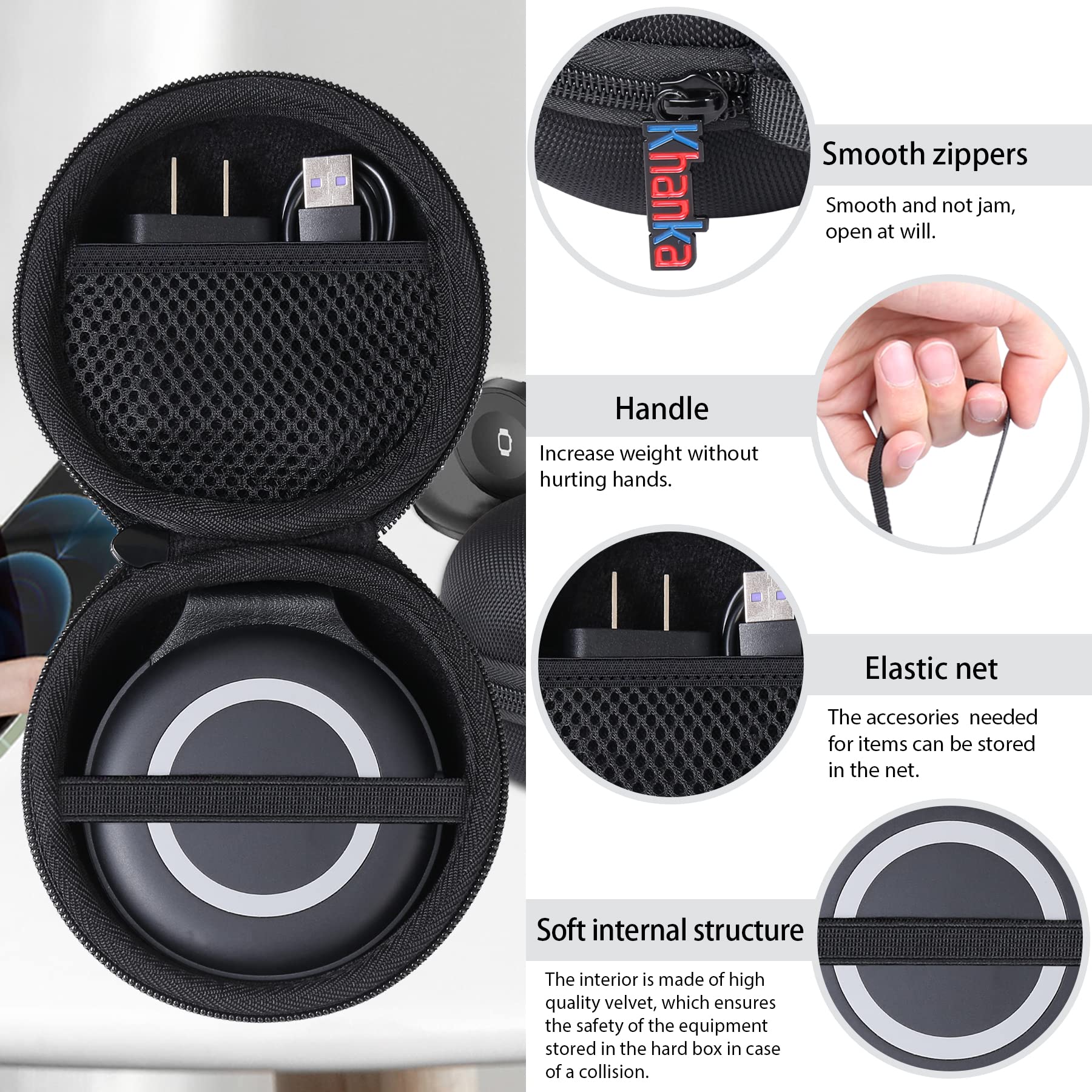 Khanka Hard Travel Case Replacement for UCOMX Nano Magnetic 2 in 1 Wireless Charger, Wireless Folding Charging Station, Case Only (Black)