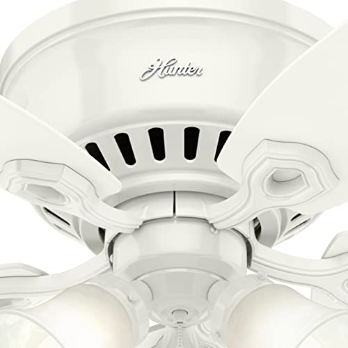 Hunter Fan Company Indoor 53326 52" Builder Low Profile Ceiling Fan with Light, Snow White Finish