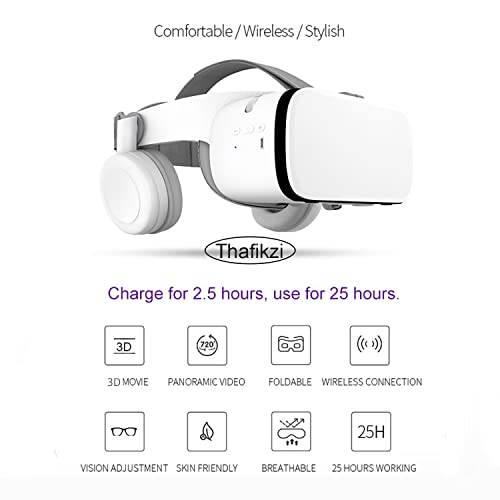 Virtual Reality Headset for Phones 3D VR Glasses with Remote Controller for Movies & Games Metaverse Goggles with Bluetooth Headset, Compatible with iPhone/Android Phones (Mocute Controller)