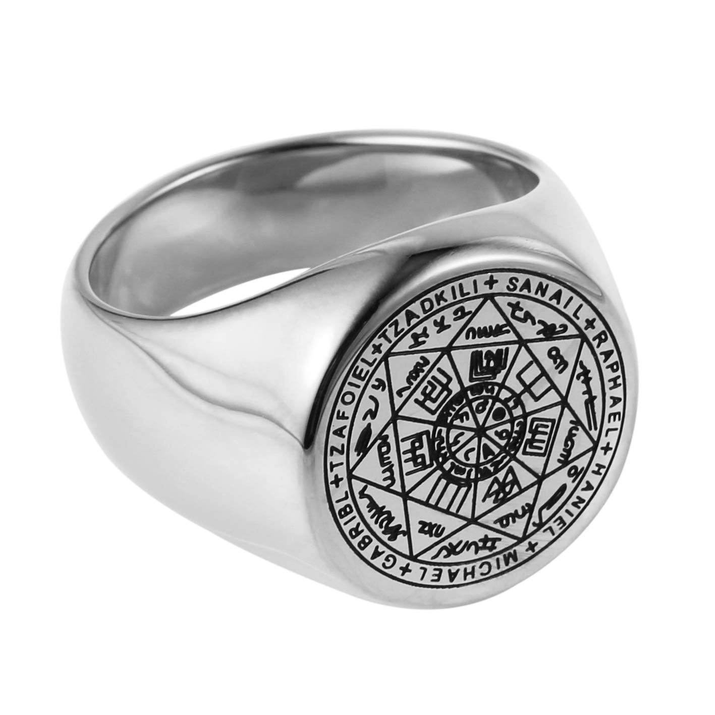 HZMAN Seals of The Seven Archangels Rings Choker Statement Silver Gold Stainless Steel