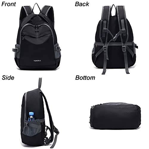 YZAOLL 20L Lightweight Packable Hiking Backpack,Small Hiking Backpack Day Pack for Women Men Travel Camping Vacation,Black