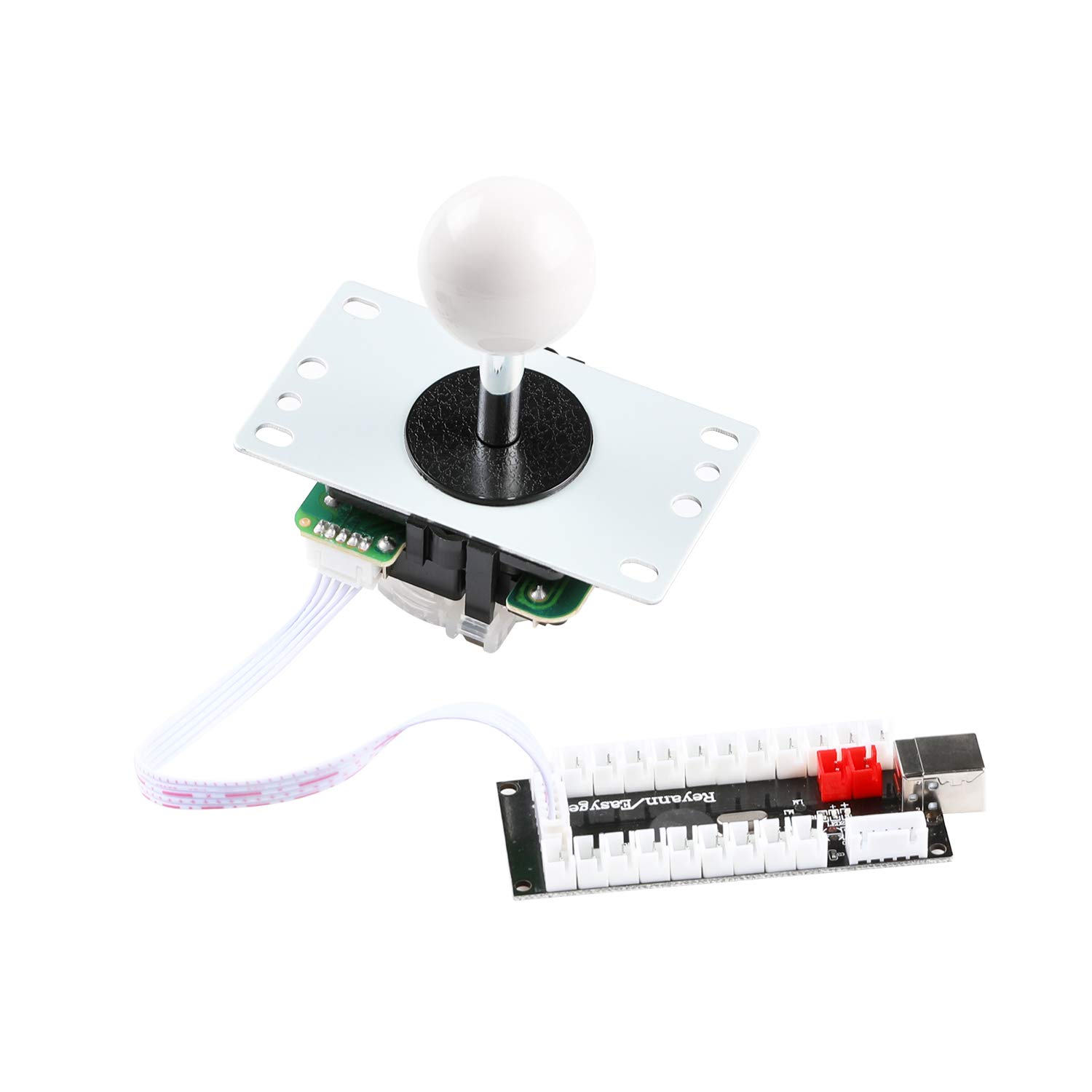 Hikig Arcade LED DIY Kit for PC Windows & Raspberry Pi Video Games, Zero Delay USB Encoder, 10x LED Arcade Buttons and 8 Ways Arcade Stick Parts Kit (White)