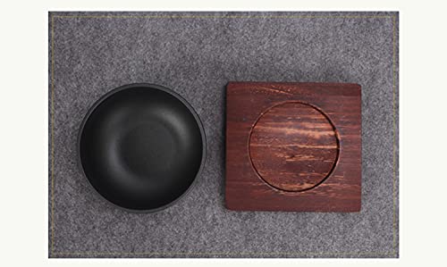 Thicken Stone Bowl, Korean Stone Bowl for Bibimbap For Induction Cooker With Tray,High Temperature Resistant Bibimbap Pot, Korean Cast Iron Pan-0.9L