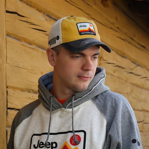 Jeep Have Fun Out There Patch Garment Washed Trucker Hat Unstructured Yellow