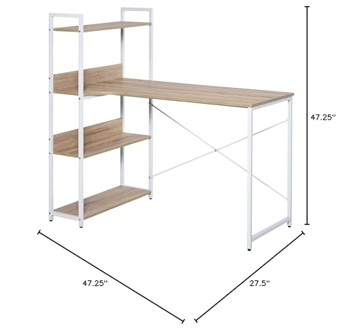HOMCOM Retro Industrial Computer Workstation Office Desk with Storage Shelf, Multi-Function for Home Office, Oak