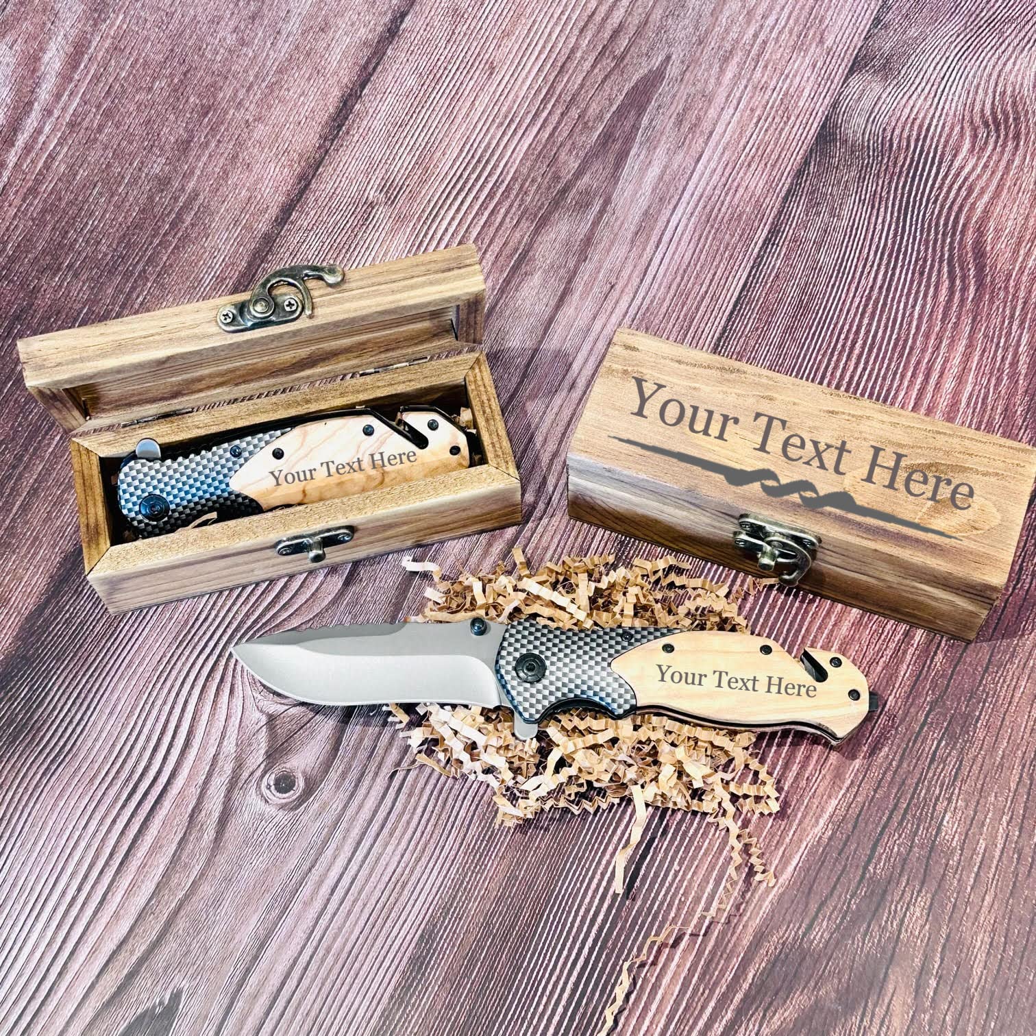 Groovy Guy Gifts Engraved Men's Folding Knife, Pocket Knife For Daily Use, Present For Dad, Husband, Christmas Gifts, Brown