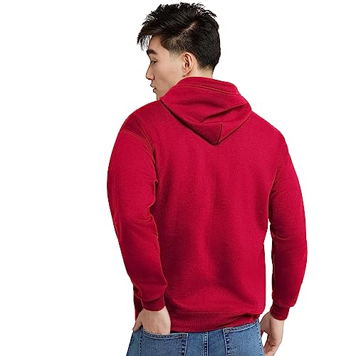 Hanes Men's Full-Zip Eco-Smart Hoodie, Deep Red, Large