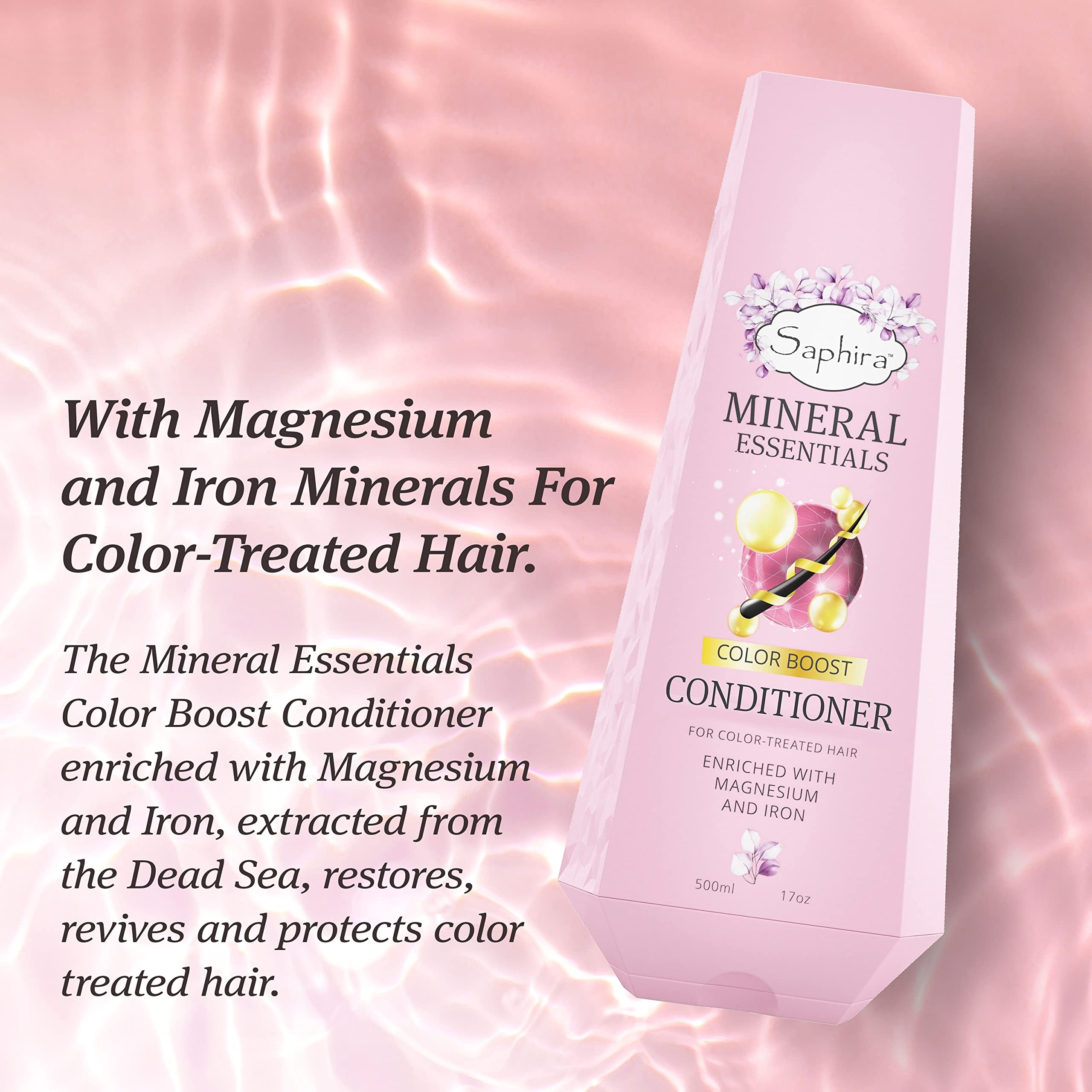 SAPHIRA MINERAL ESSENTIALS Color Boost Shampoo, Conditioner, and Leave-In Conditioner Bundle for Color-Treated Hair, Restores, Revives and Protects Dyed Hair