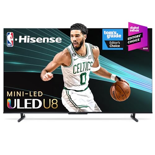 Hisense 85-Inch Class U8 Series Mini-LED ULED 4K UHD Google Smart TV (85U8K) - QLED, 480 Motion Rate, 144Hz Game Mode Pro, Dolby Vision IQ, HDMI 2.1, Alexa Compatibility, 2.1.2 Multi-Channel Audio