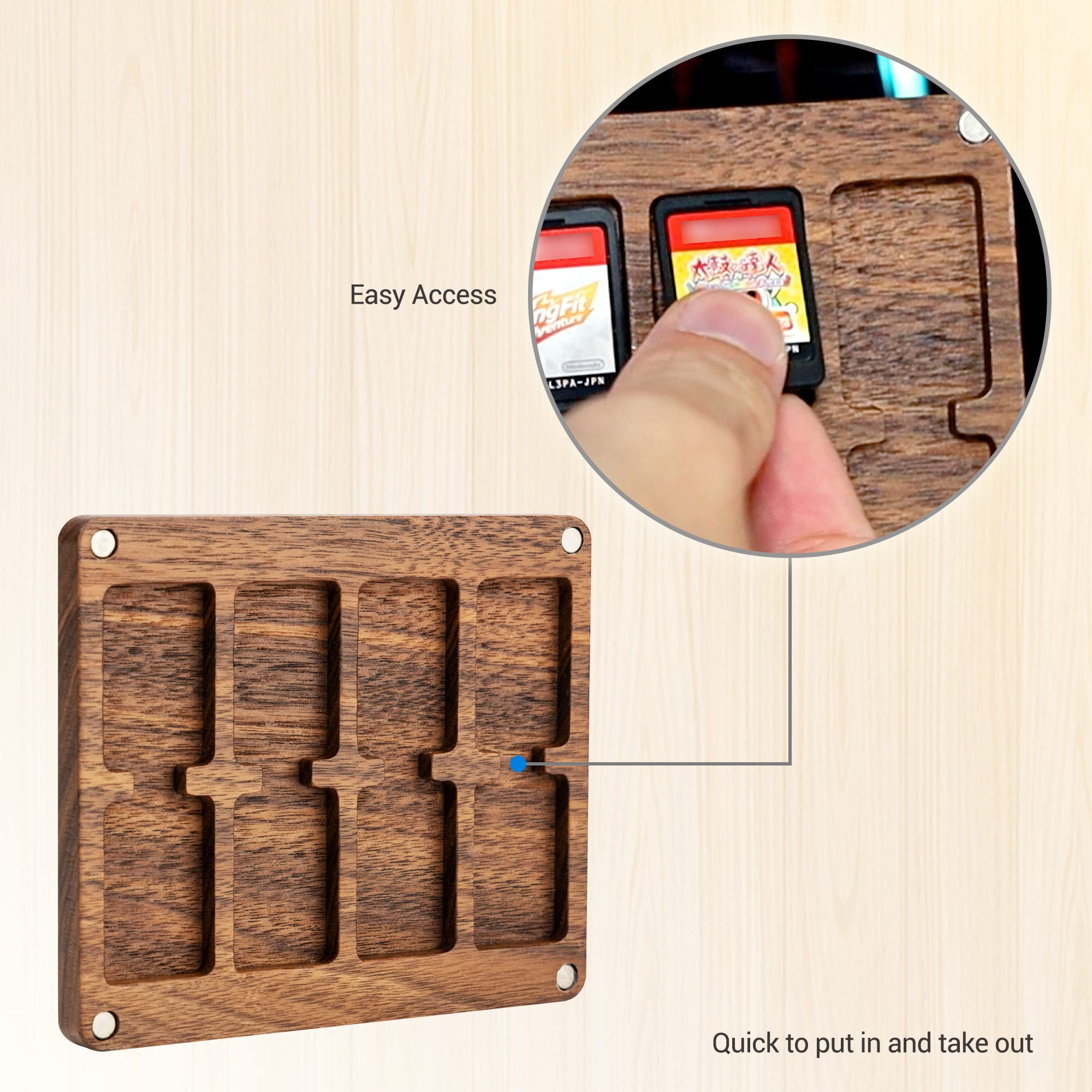 JJC Wooden Switch Game Card Case Holder for Nintendo Switch NS NX, 8 Slots Clear Transparent Acrylic Switch Game Cartridge Holder Storage
