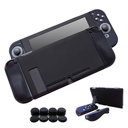 Hikfly Skin Compatible for Nintendo Switch 3pcs Silicone Cover Grips Protector Kits for Switch 6.2" Screen(2017) Joy-Con Controllers +8pcs Thumb Caps(Pink)
