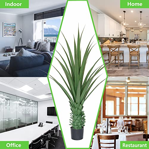 Softflame 48in Artificial Spiked Agave Plant Potted Plants, Artificial Plant with 30 Leaves, Perfect for Home Office Indoor Decoration