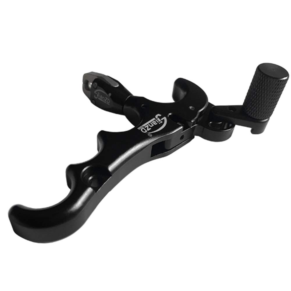 JIANZD Compound Bow Release 3/4Finger 360° Rotatable Aluminum Alloy Archery Trigger Synapse Hammer Throw Release Assistant (Black D Loop)