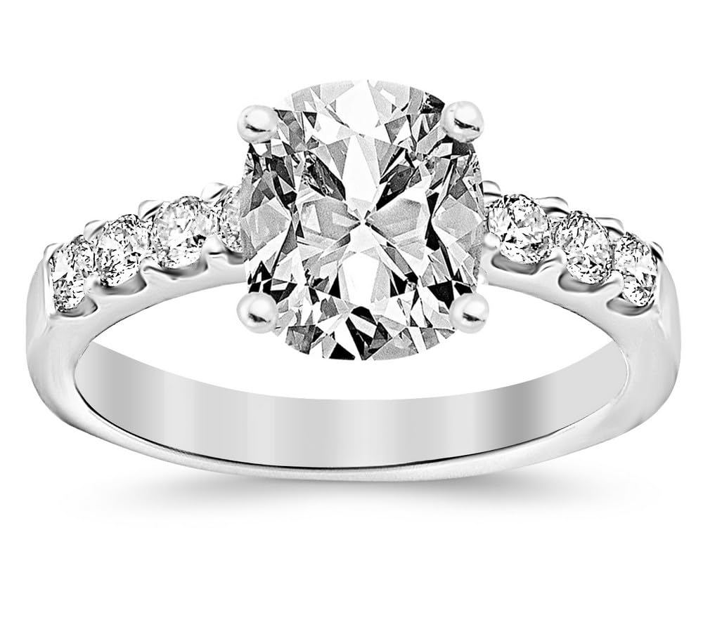 Houston Diamond District 2 Carat GIA Certified Cushion-Cut Classic Prong Set Diamond Engagement Ring with a 1 Ct G-H VS1-VS2 Center - Size 8