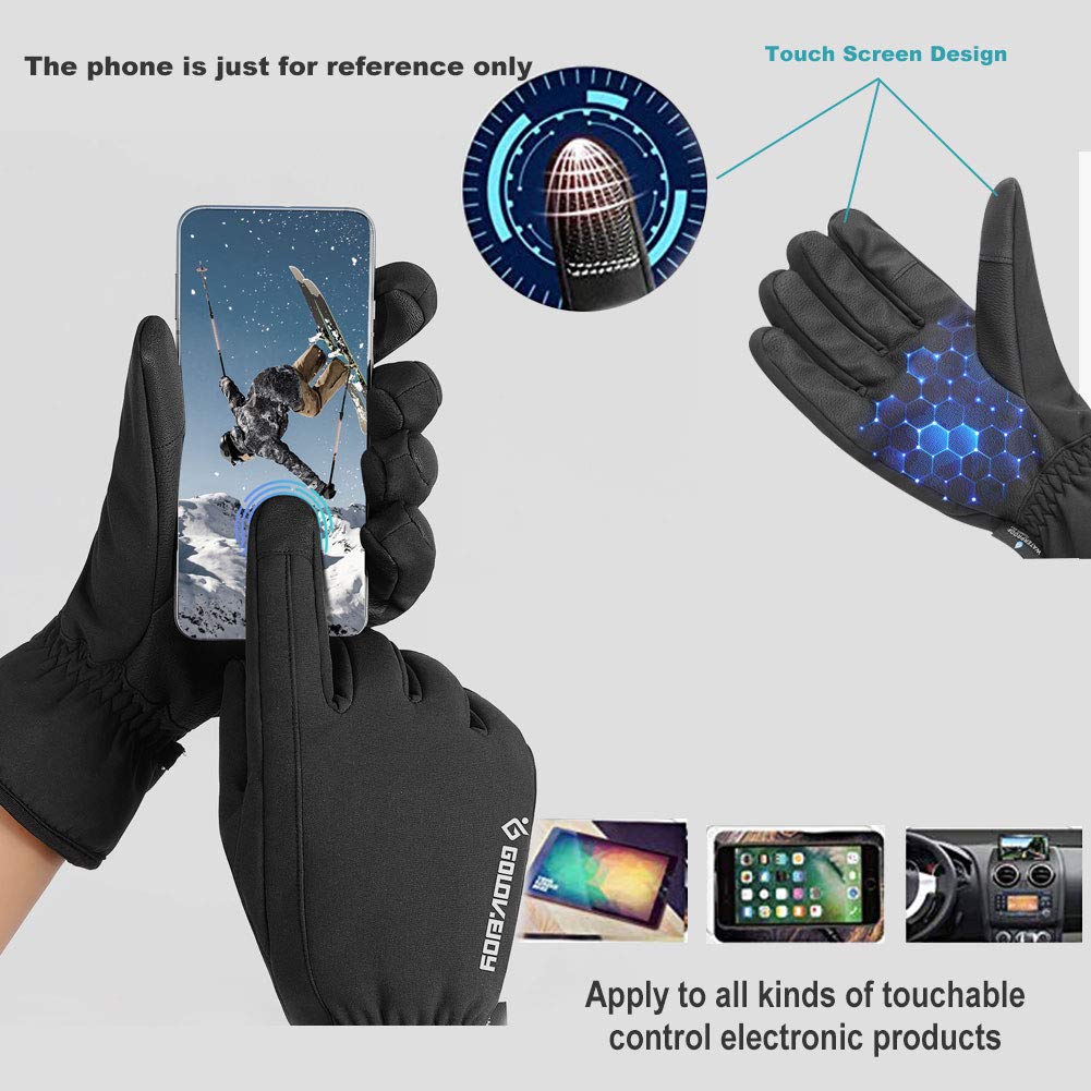 Jeniulet -30℉ Winter Gloves 100% Waterproof Windproof Touch Screen Super Warm Gloves for Men
