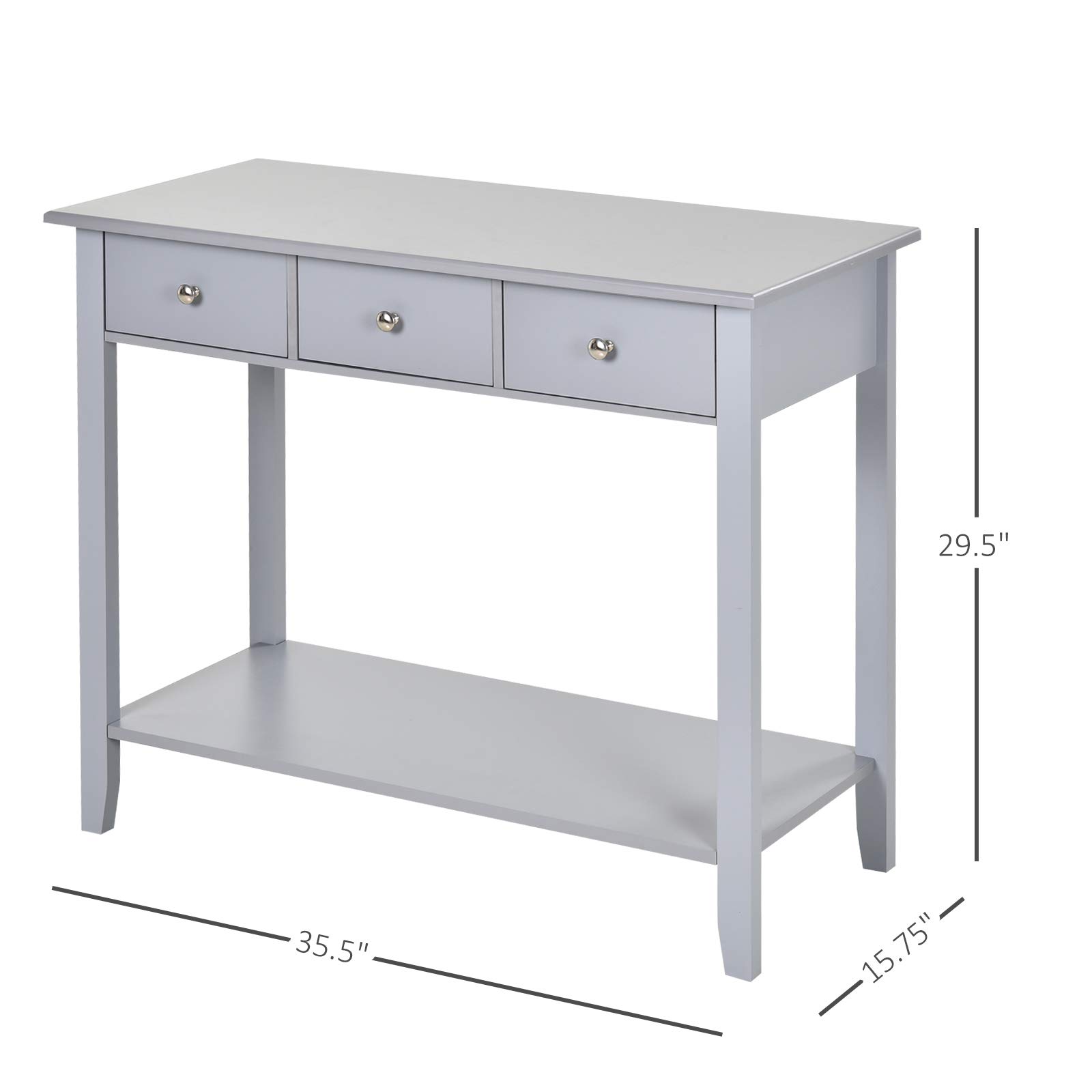 HOMCOM Console Table Industrial Desk with Drawer Bottom Shelf & Large Tabletop for Entryway or Living Room, Grey