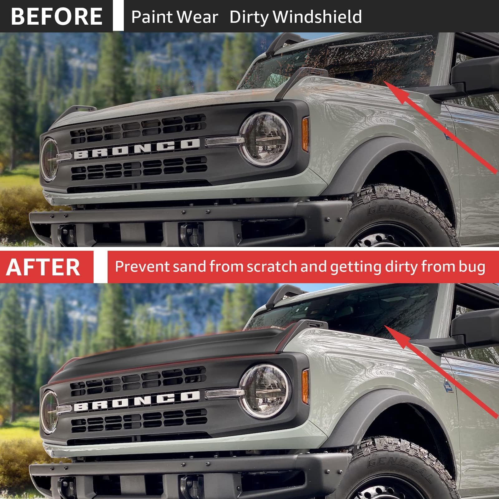 Hood Bug Deflector for 2021 2022 2023 Ford Bronco Sport Bugflector Hood Shield Protector Stone Guard Accessories