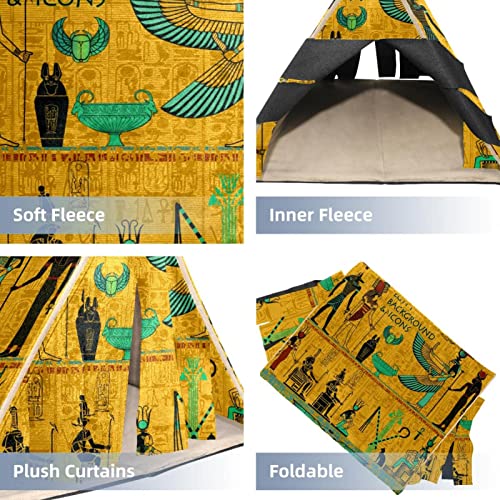 RATGDN Small Pet Hideout Ancient Egyptian Deities Hamster House Guinea Pig Playhouse for Dwarf Rabbits Hedgehogs Chinchillas