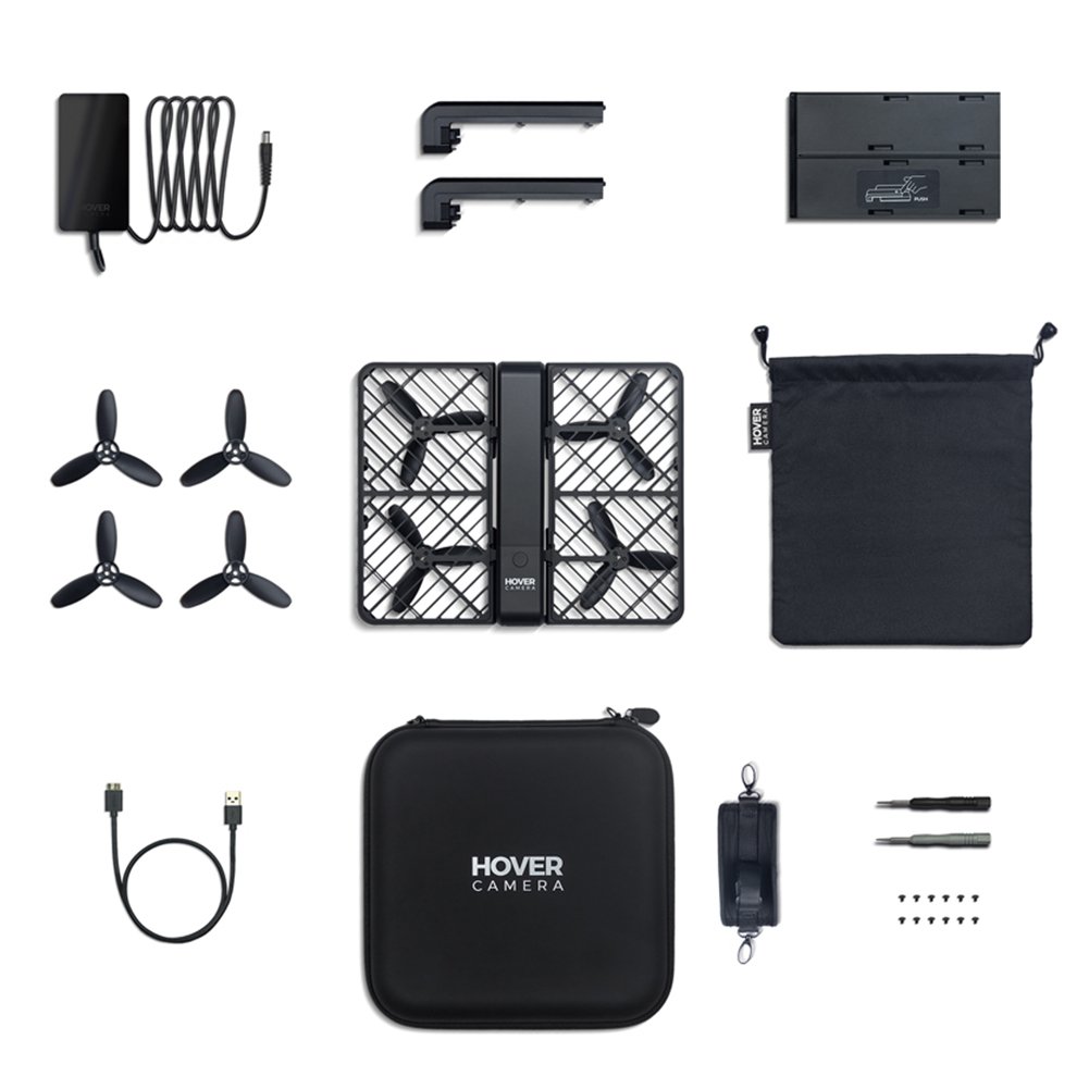 Hover Camera Passport Self-Flying Drone, 4K Video & 13MP Photography, Auto-Follow, Facial Recognition_Deluxe Version_P000001,Black