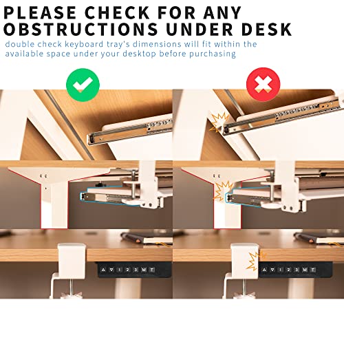 VIVO Large Keyboard Tray Under Desk Pull Out with Extra Sturdy C Clamp Mount System, 27 (33 Including Clamps) x 11 inch Slide-Out Platform Computer Drawer for Typing, White, MOUNT-KB05W